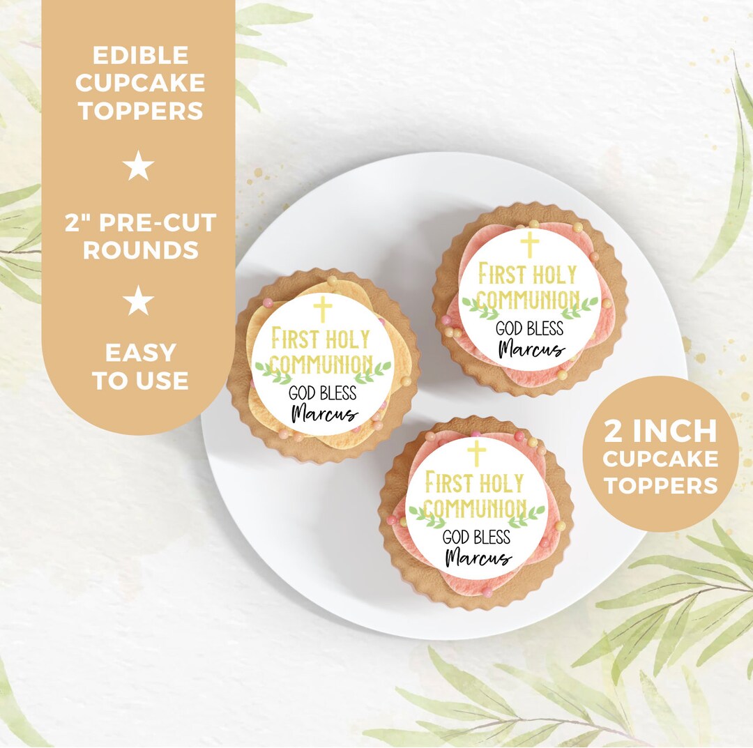 First Communion Edible Cupcake Topper Decorations, Custom Pre-cut ...