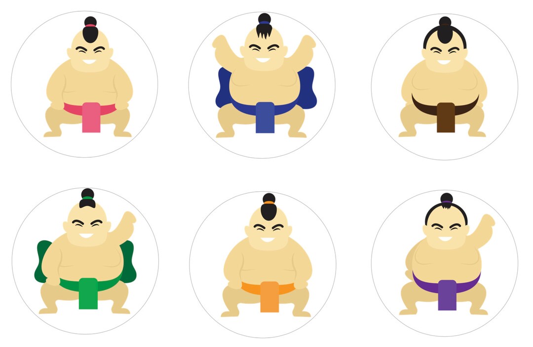 Sumo Wrestlers Warriors Edible Cupcake Topper Decorations - Set of 12 ...