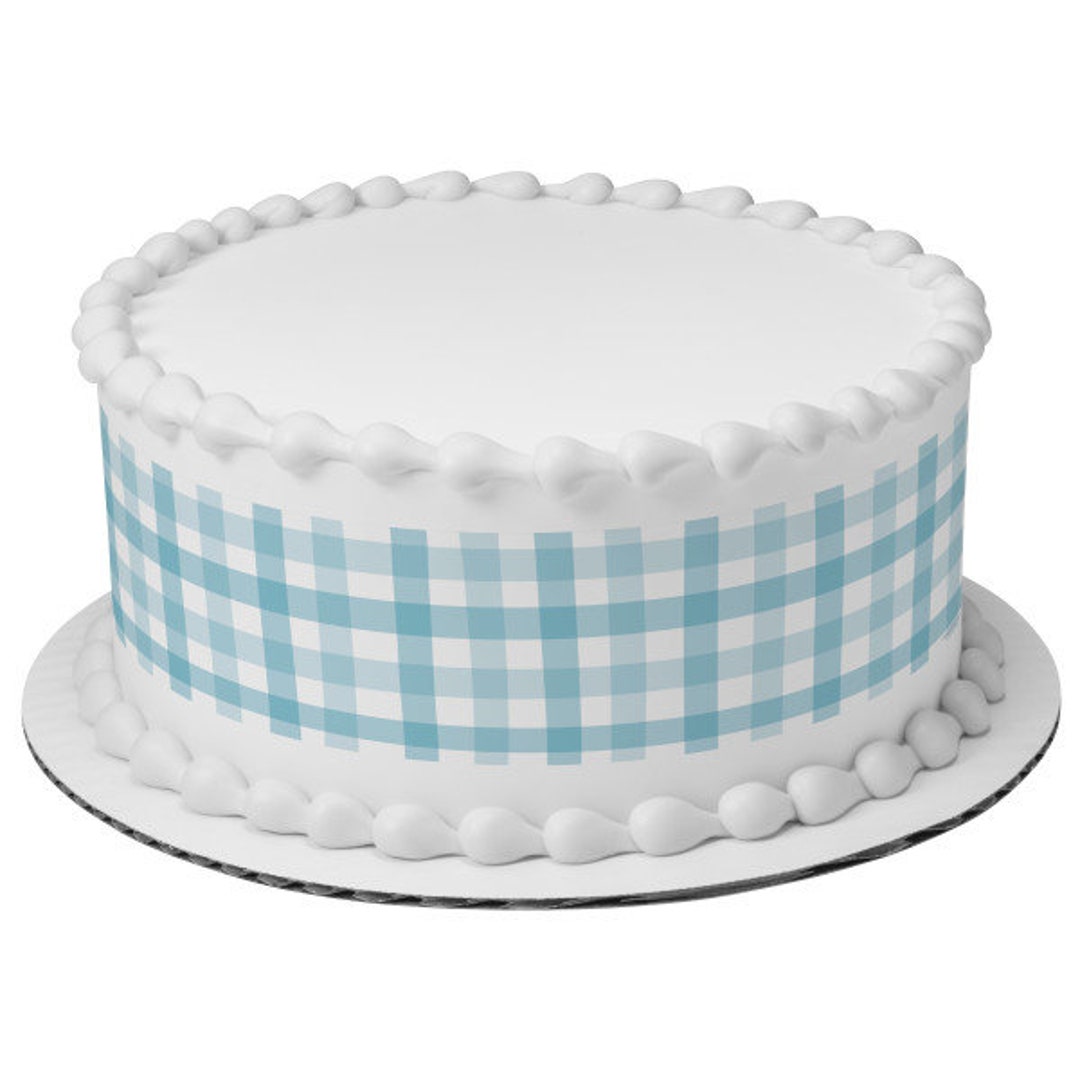 Baby Blue Gingham Edible Cake Border Decorations - Set of 3 Strips - Etsy