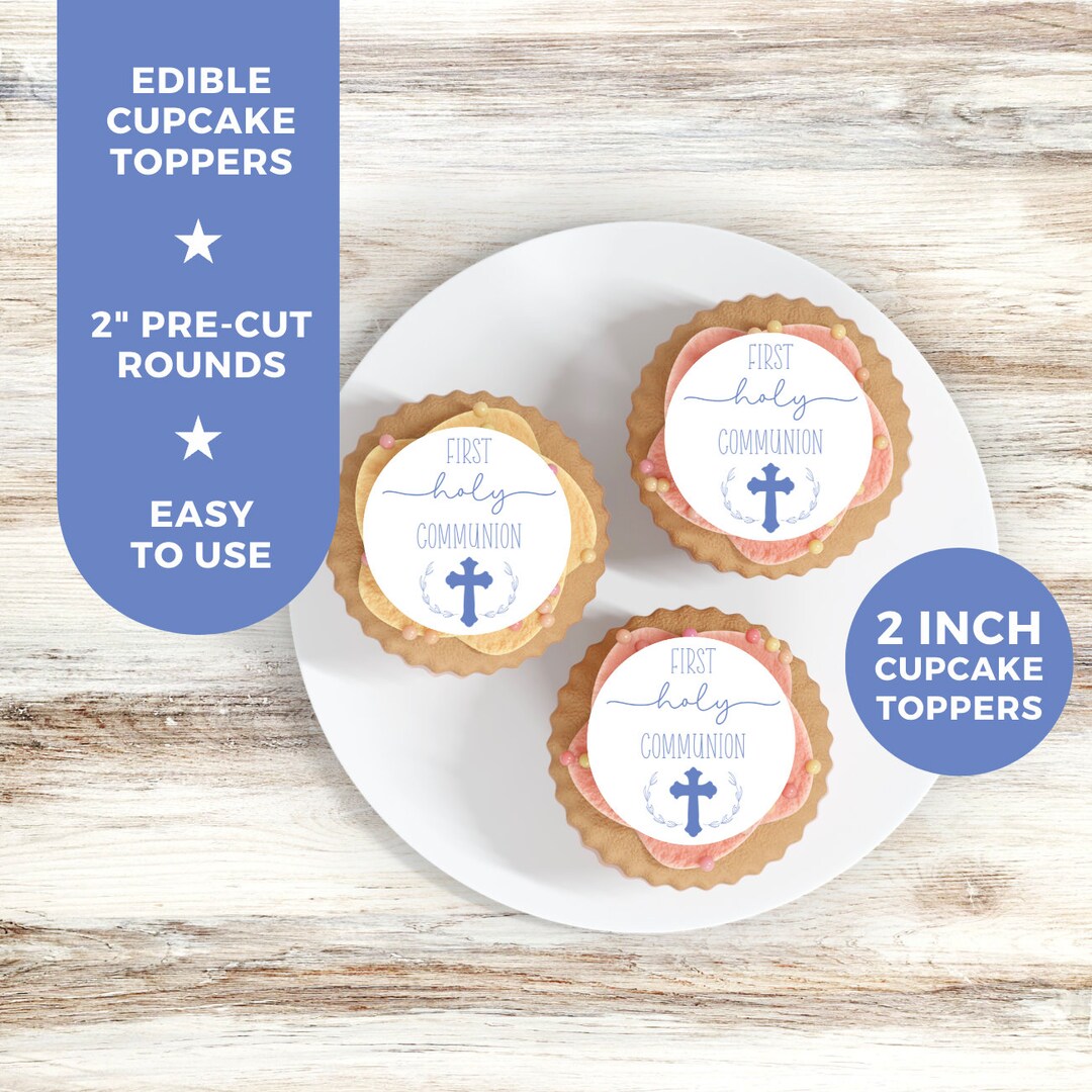 First Communion Edible Cupcake Topper Decorations, Custom Pre-cut ...