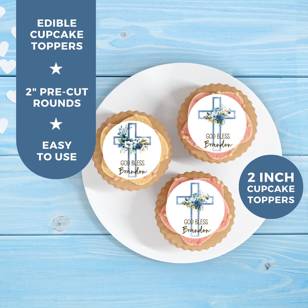 First Communion Edible Cupcake Topper Decorations, Custom Pre-cut ...