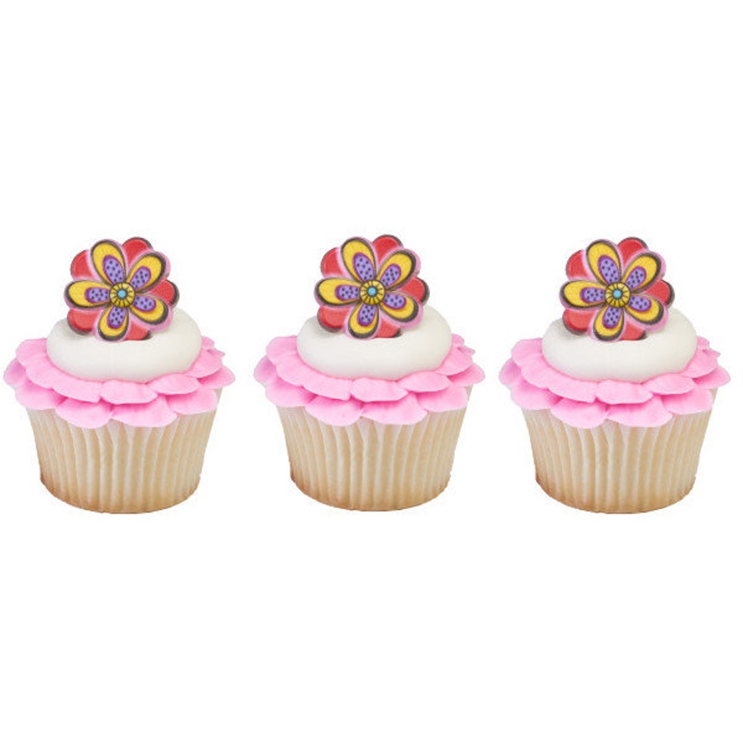 Spring Flowers Cupcake Topper Rings - Set of 12 - Etsy