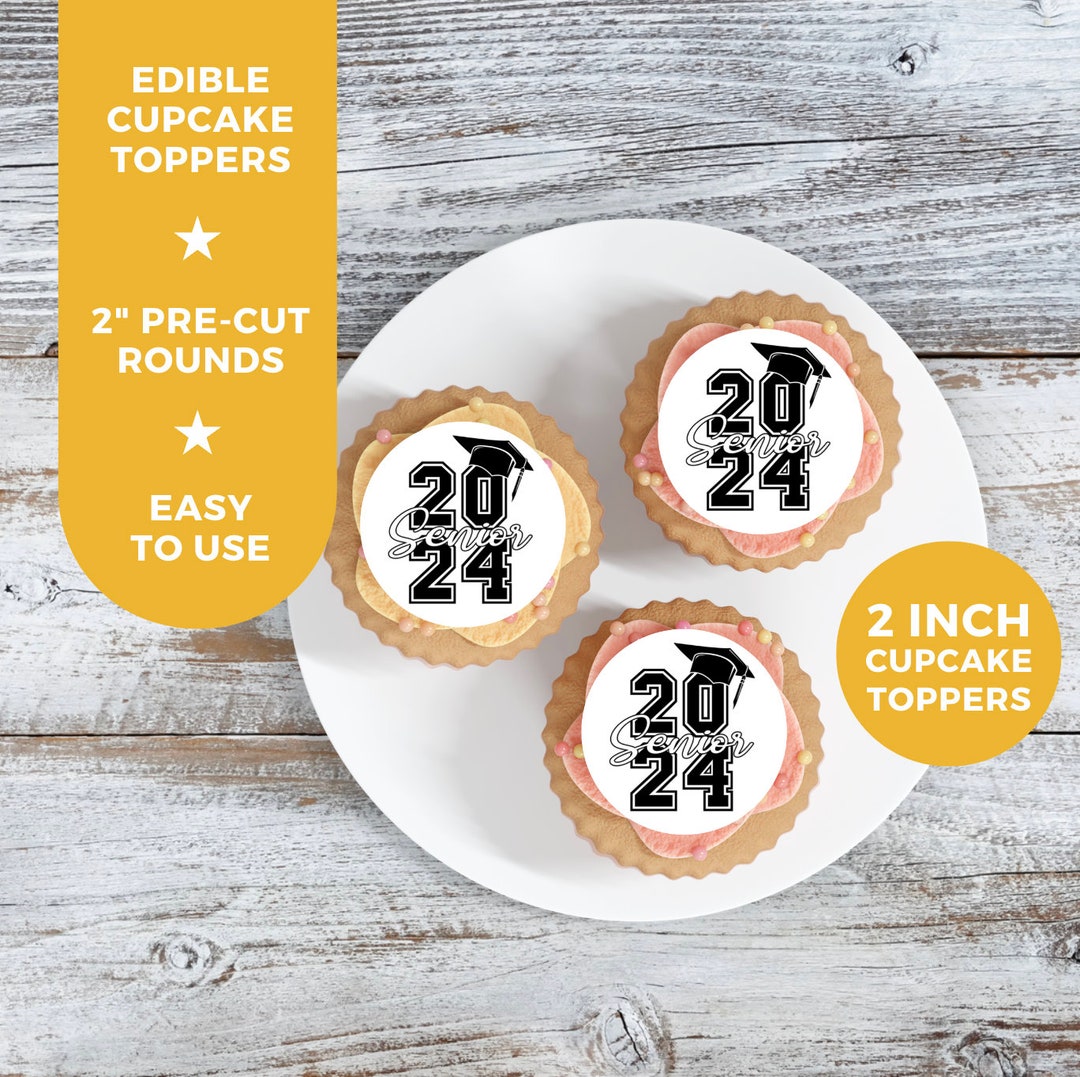 Graduation Edible Cupcake Topper Decorations, Pre-cut Edible Image ...