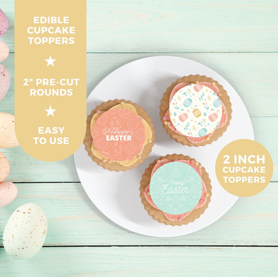 Happy Easter Pastel Eggs Edible Edible Cupcake Topper Decorations, Pre ...
