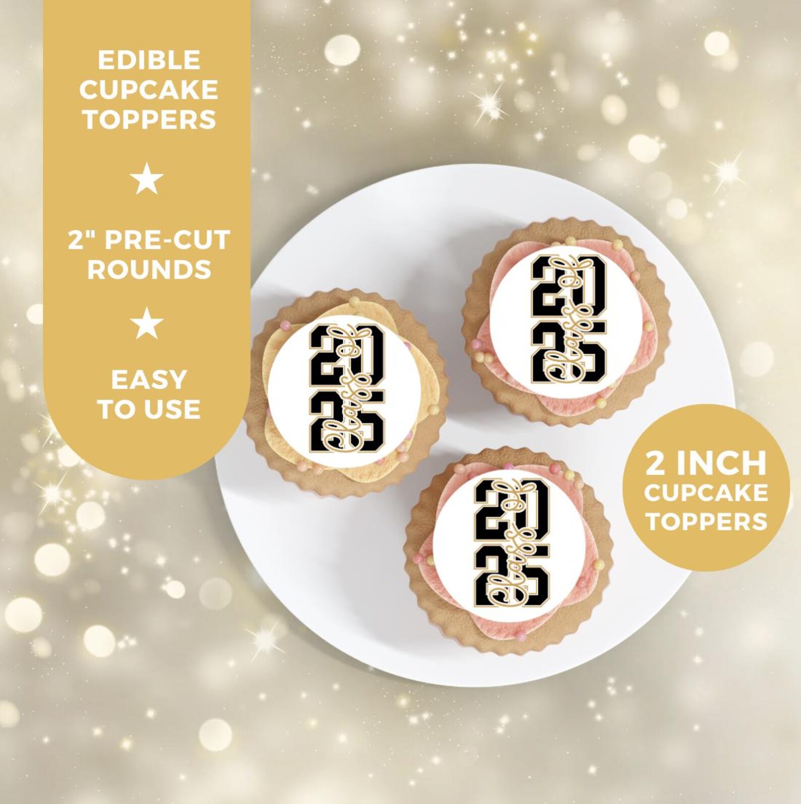 Graduation Edible Cupcake Topper Decorations, Pre-cut Edible Image ...