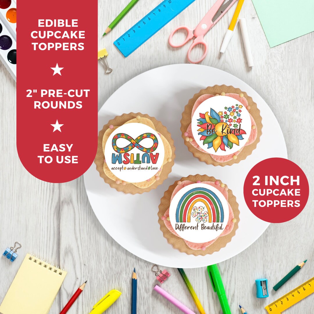 Autism Awareness Edible Cupcake Topper Decorations, Pre-cut Edible ...