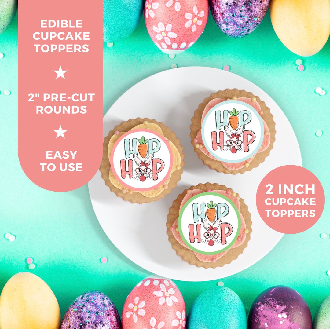 Happy Easter Edible Cupcake Topper Decorations, Pre-cut Edible Image ...