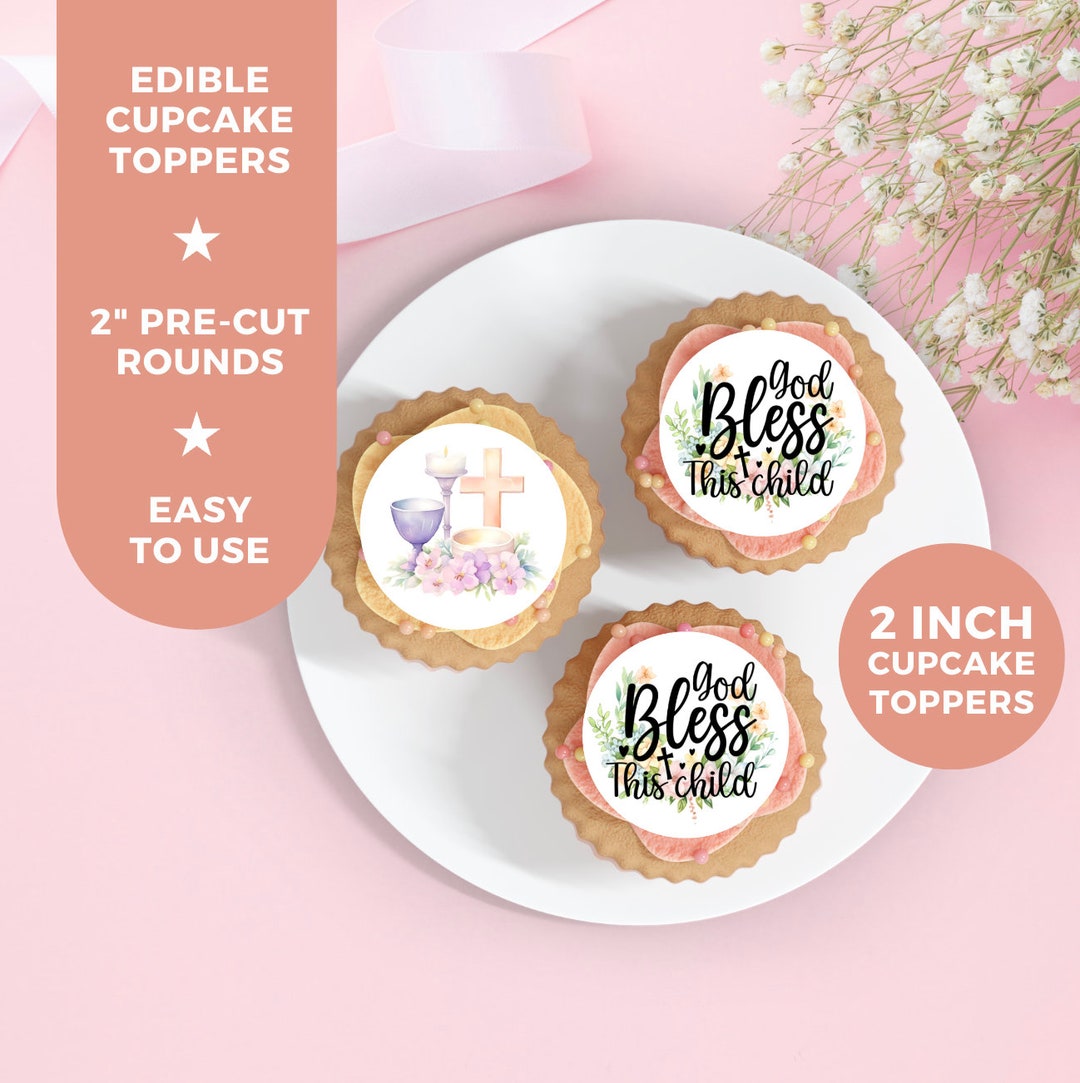First Communion Edible Cupcake Topper Decorations, Custom Pre-cut ...