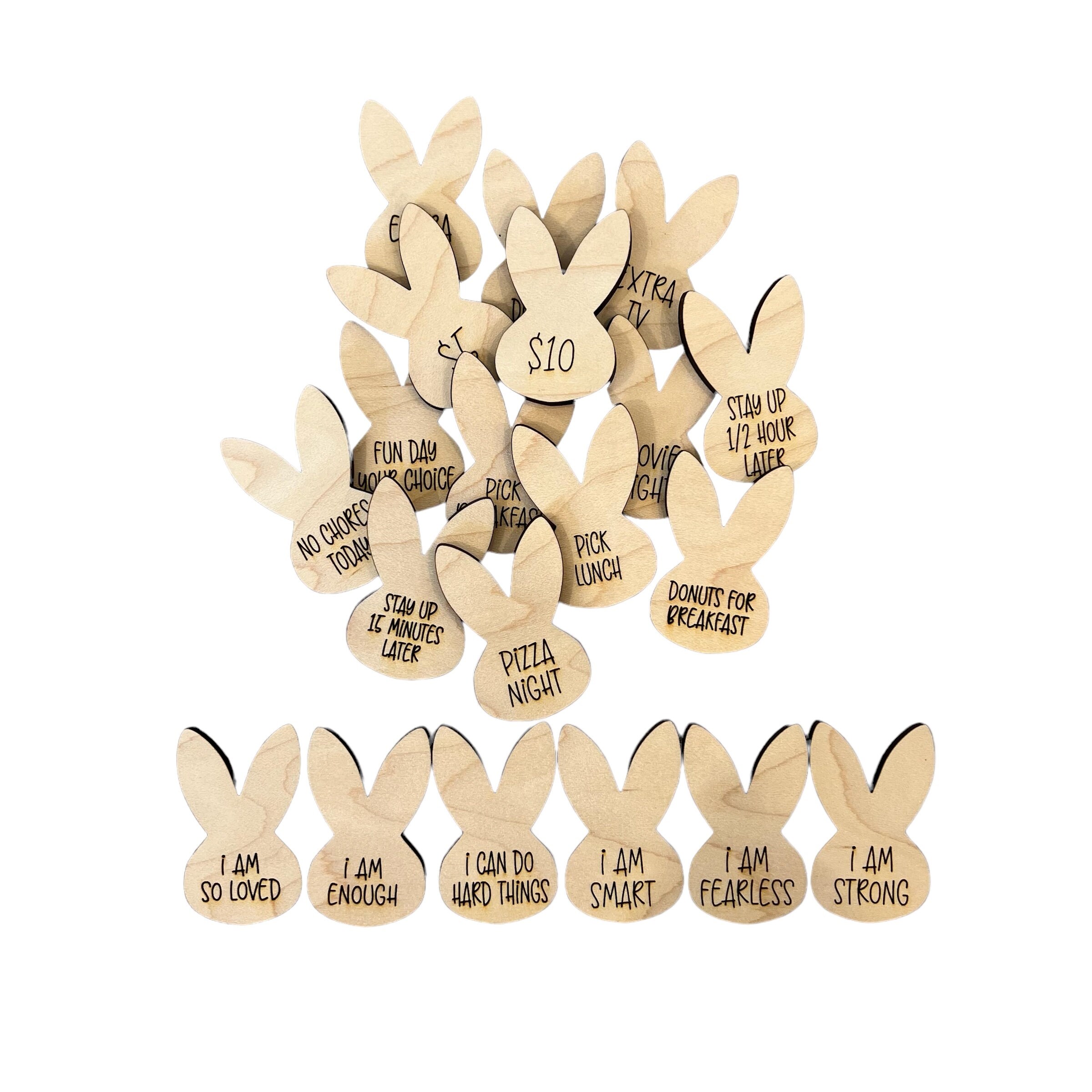 Wood Bunny Tokens for Older Children/teens From Made by R and R - Etsy