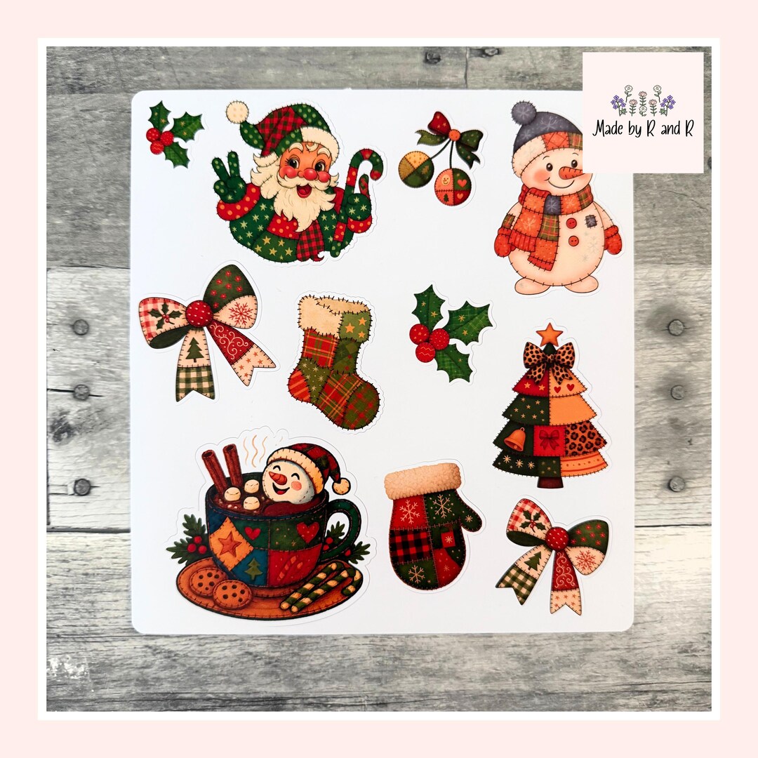 Bold Patchwork Christmas Stickers (set of 11) From Made by R and R - Etsy