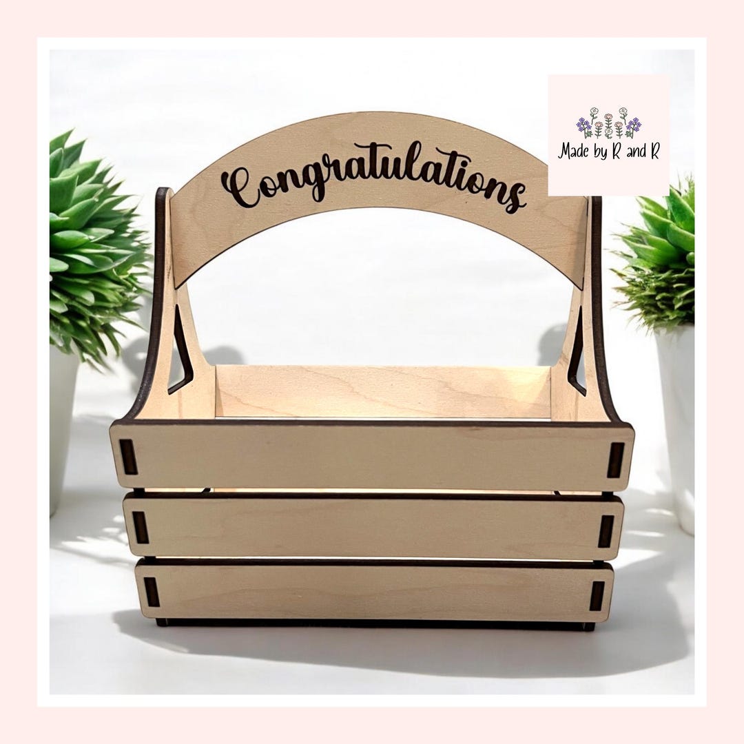 Congratulations Wood Basket From Made by R and R - Etsy