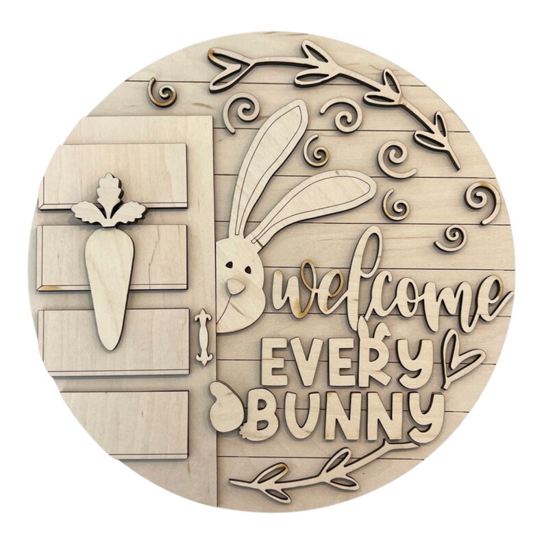 Welcome Every Bunny Wood Sign Cut Outs From Made by R and R - Etsy