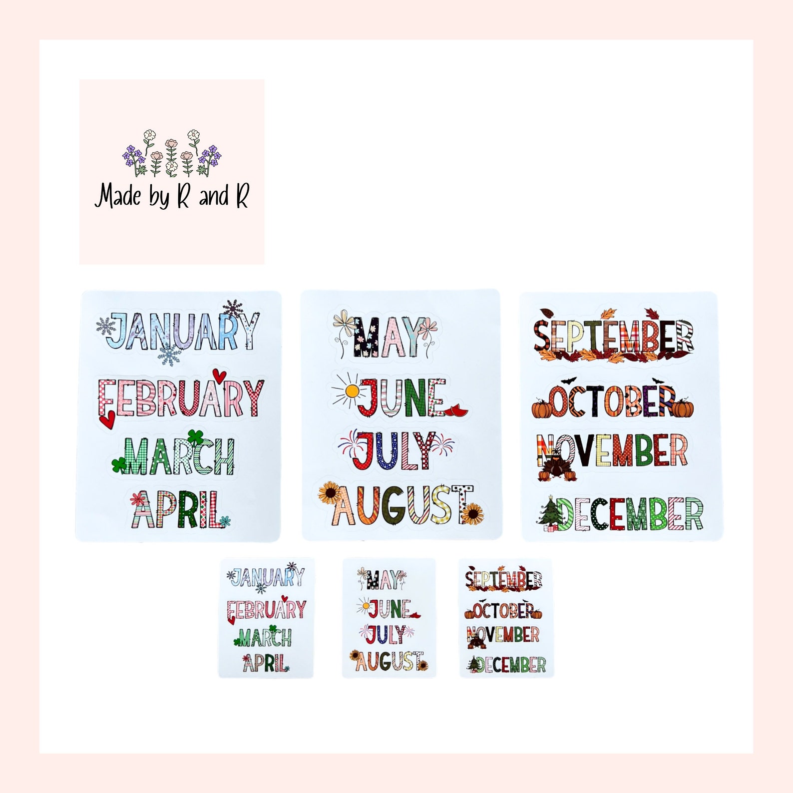 Month Name Stickers (set of 12) Choose Large or Small Size From Made by ...