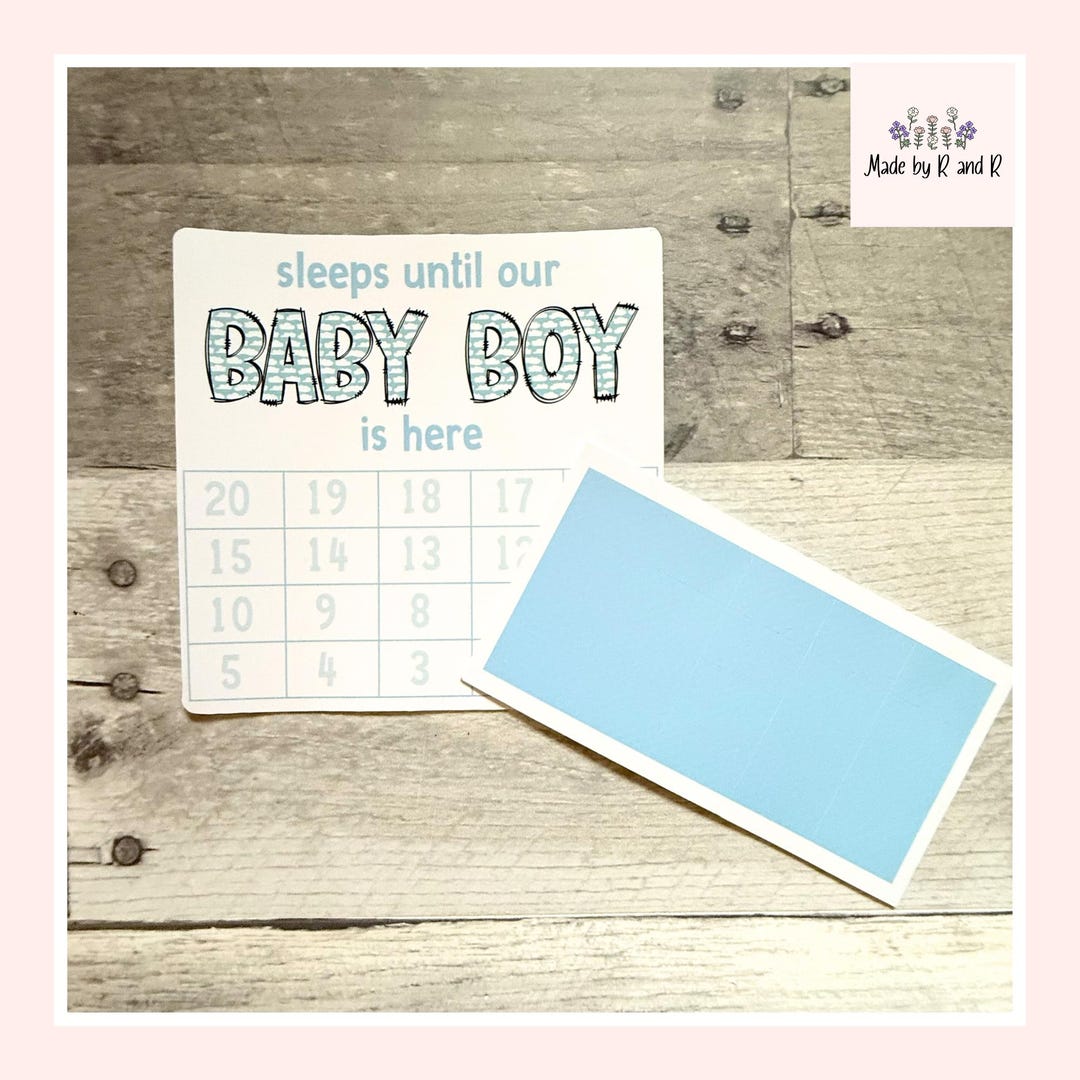 Sleeps Until Our Baby Boy is Here Small Countdown Sticker From Made by ...