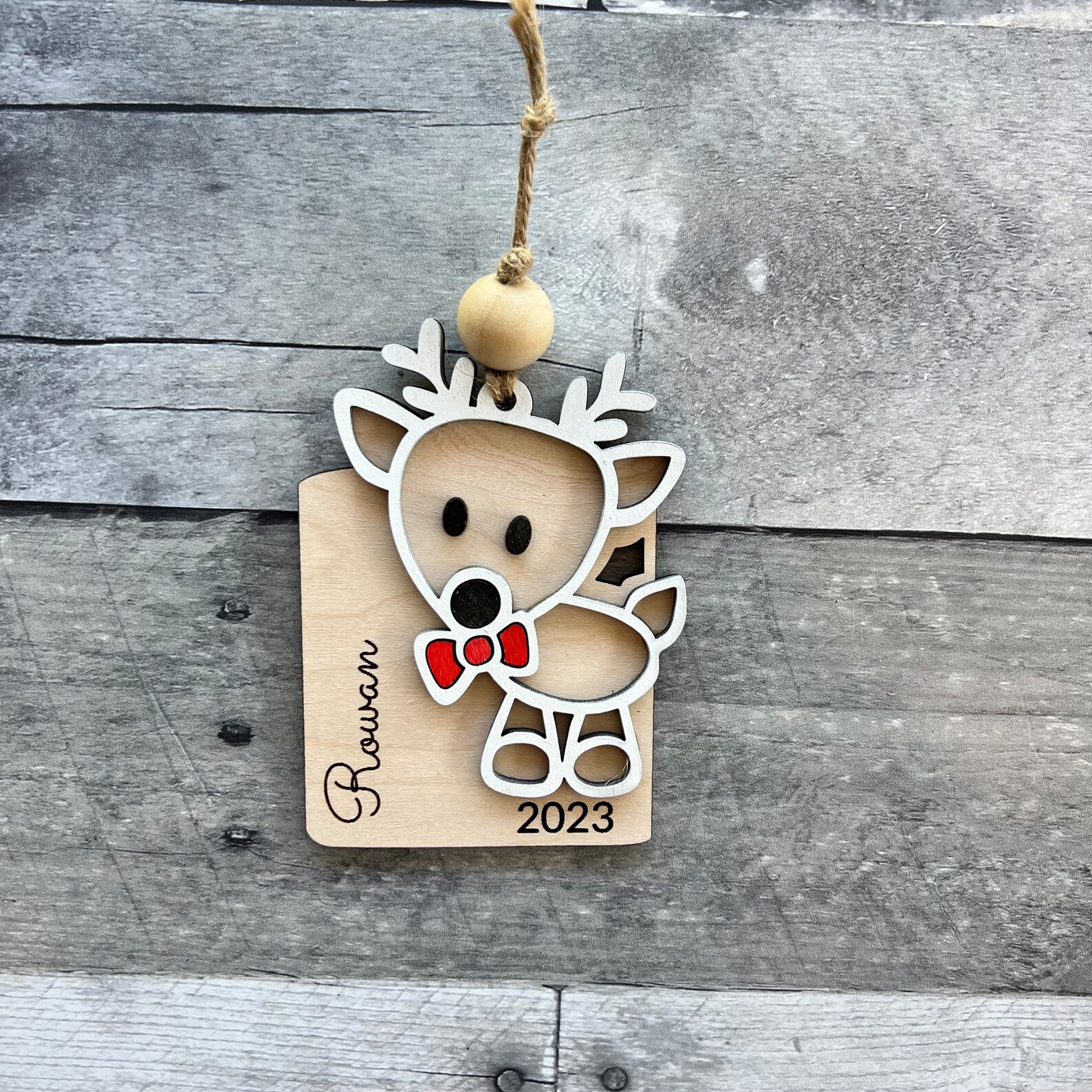 Custom Reindeer Wood Ornament (choose Boy or Girl) From Made by R and R ...