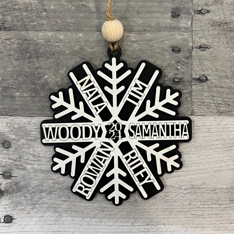 Adorno de copo de nieve de madera personalizado (1 a 12 nombres) de ...