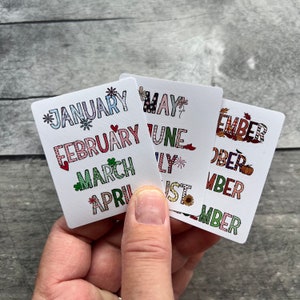 Month Name Stickers (set of 12) Choose Large or Small Size From Made by ...