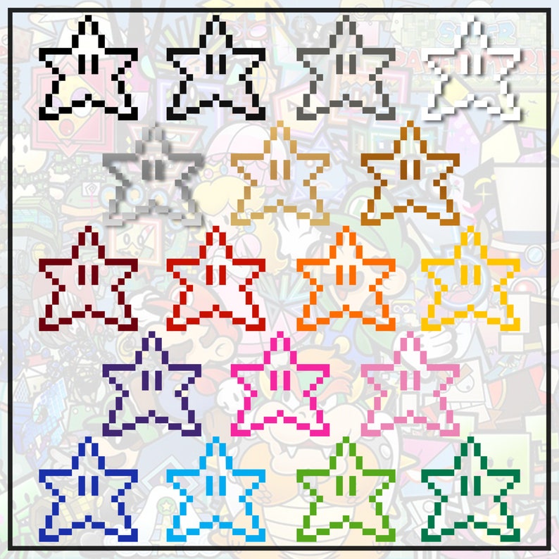 Nintendo Decal Super Mario Brothers 8 Bit Power up Star - Etsy