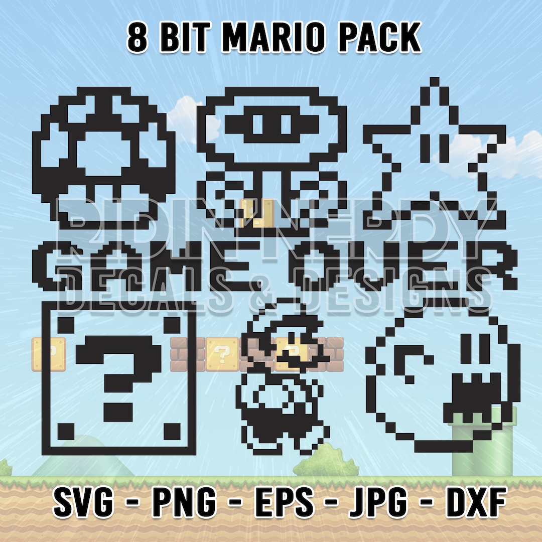 Super Mario 8 Bit Icons Digital Download Pack - Etsy