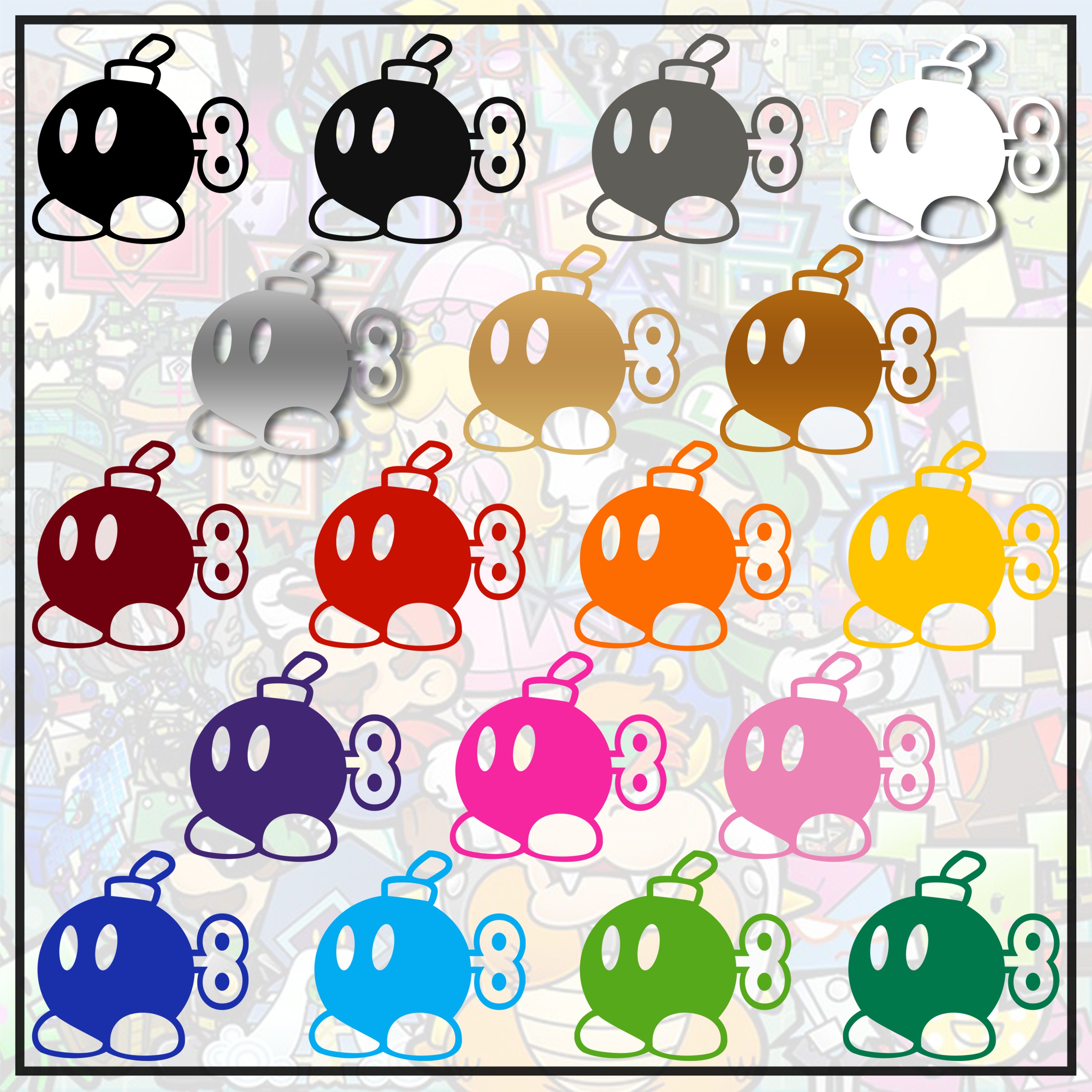 Super Mario Bros. Bob-omb Decal 18 Colors & Multiple Sizes | Etsy