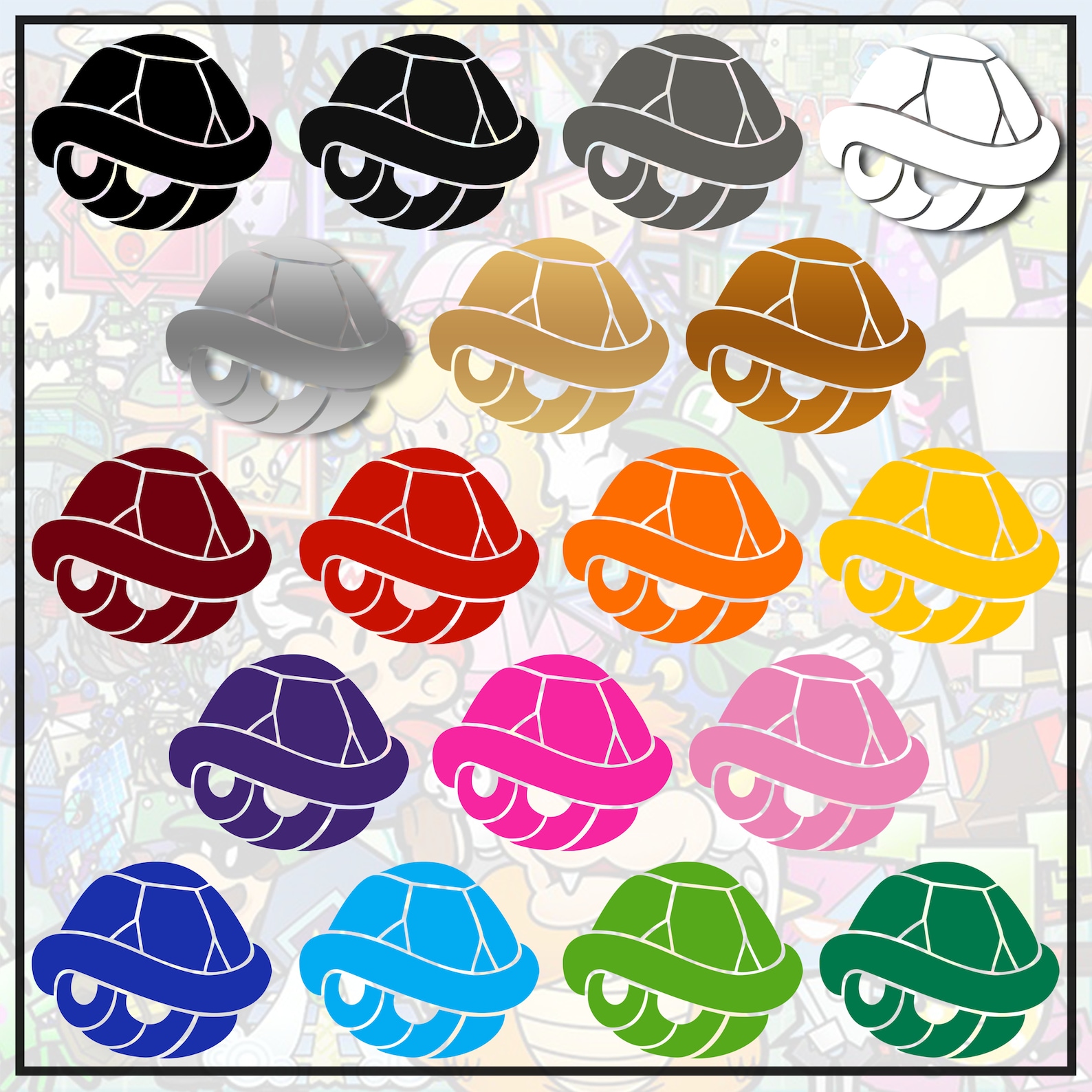 Mario Kart Calcomanía de caparazón de tortuga 18 colores y | Etsy España
