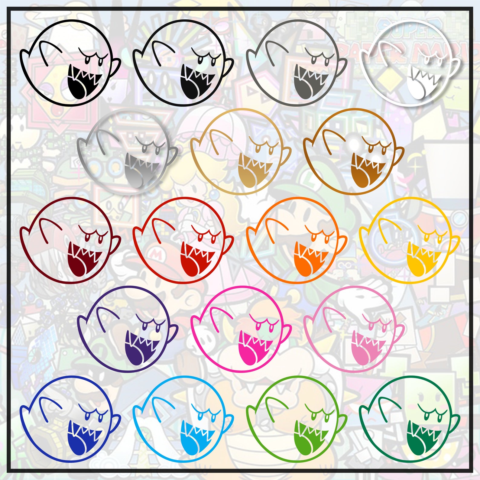 Nintendo Decal - Super Mario Brothers - Ghost Outline Design - 16 ...