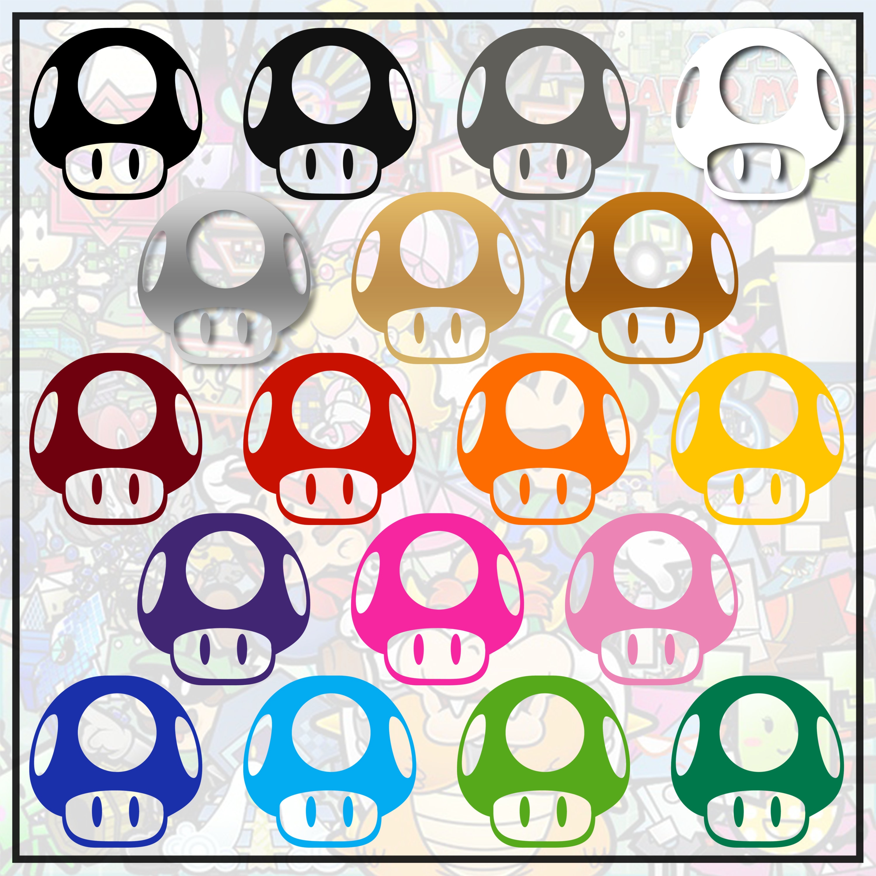 Nintendo Decal - Super Mario Brothers Design - 1 UP Mushroom - 16 ...