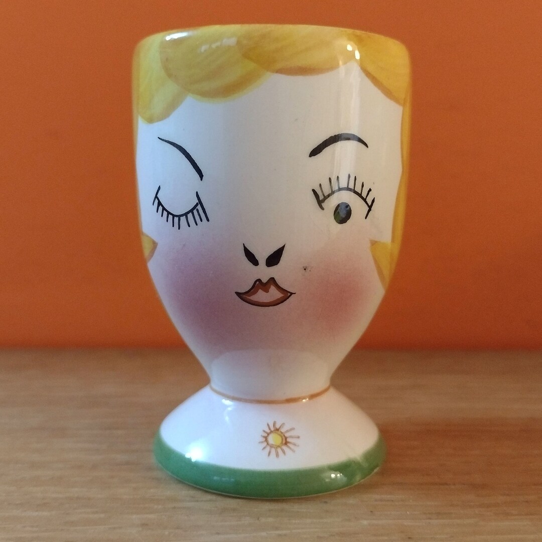 Vintage Anthropomorphic Winking 1920s Style Flapper Girl Woman Face ...