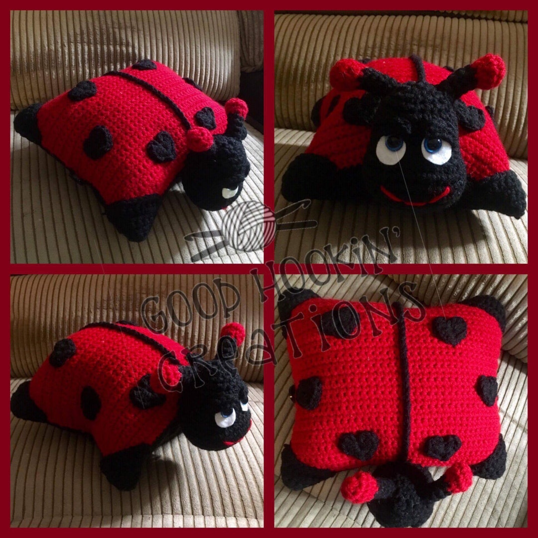 Ladybug Pillow Pal Crochet Tutorial - Ladybug Toy - Childs Pillow ...