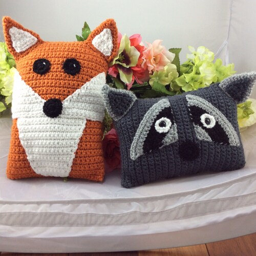 Raccoon and Red Fox Pillow Pals Crochet Tutorial or Pattern - Etsy