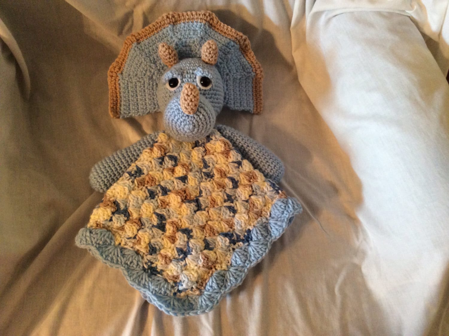 Crochet Triceratops Lovey or Security Blanket Pattern , Tutorial ...
