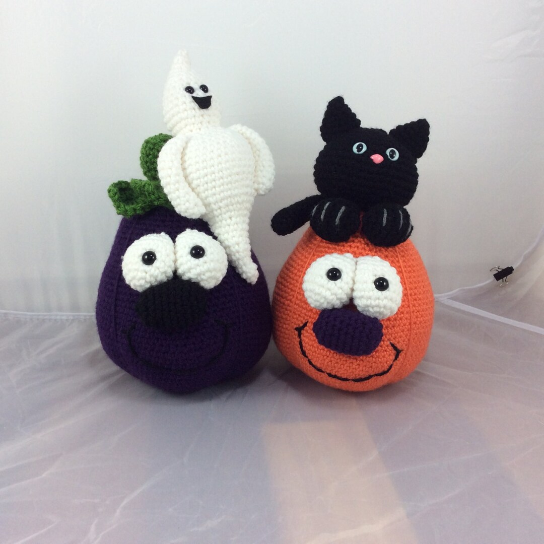 Boo Buddies Crochet Pattern - Eggpant With Ghost - Pumpkin With Black ...