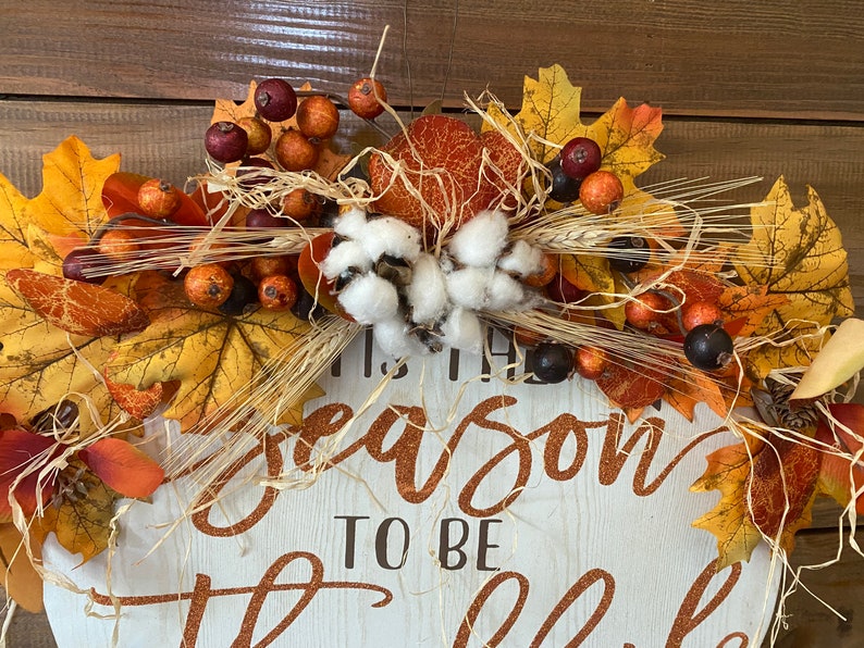 Fall Door Sign Thankful & Blessed Sign Fall Decor Door - Etsy