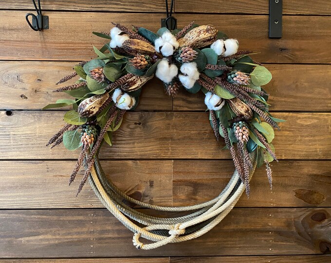Flagged Out **MULTIPLE DESIGNS** Floral Rope Wreath , Western Rope ...