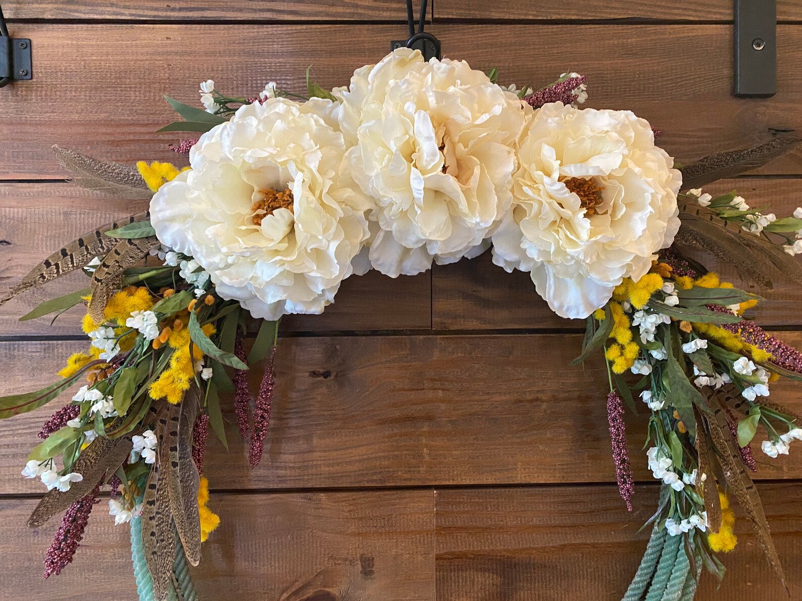 Pheasant Feather Floral Rope Wreathmultiple DESIGNS - Etsy
