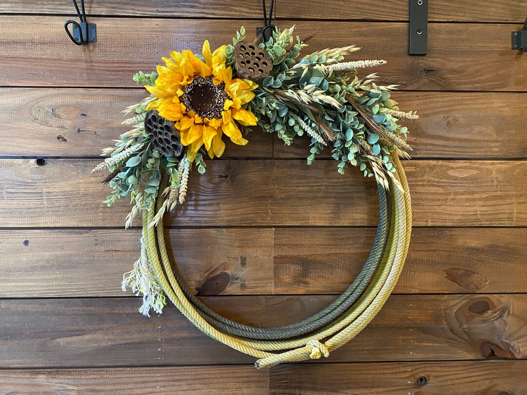 Cowboy Era Rope Wreath **MULTIPLE DESIGNS** Floral Rope Wreath ...
