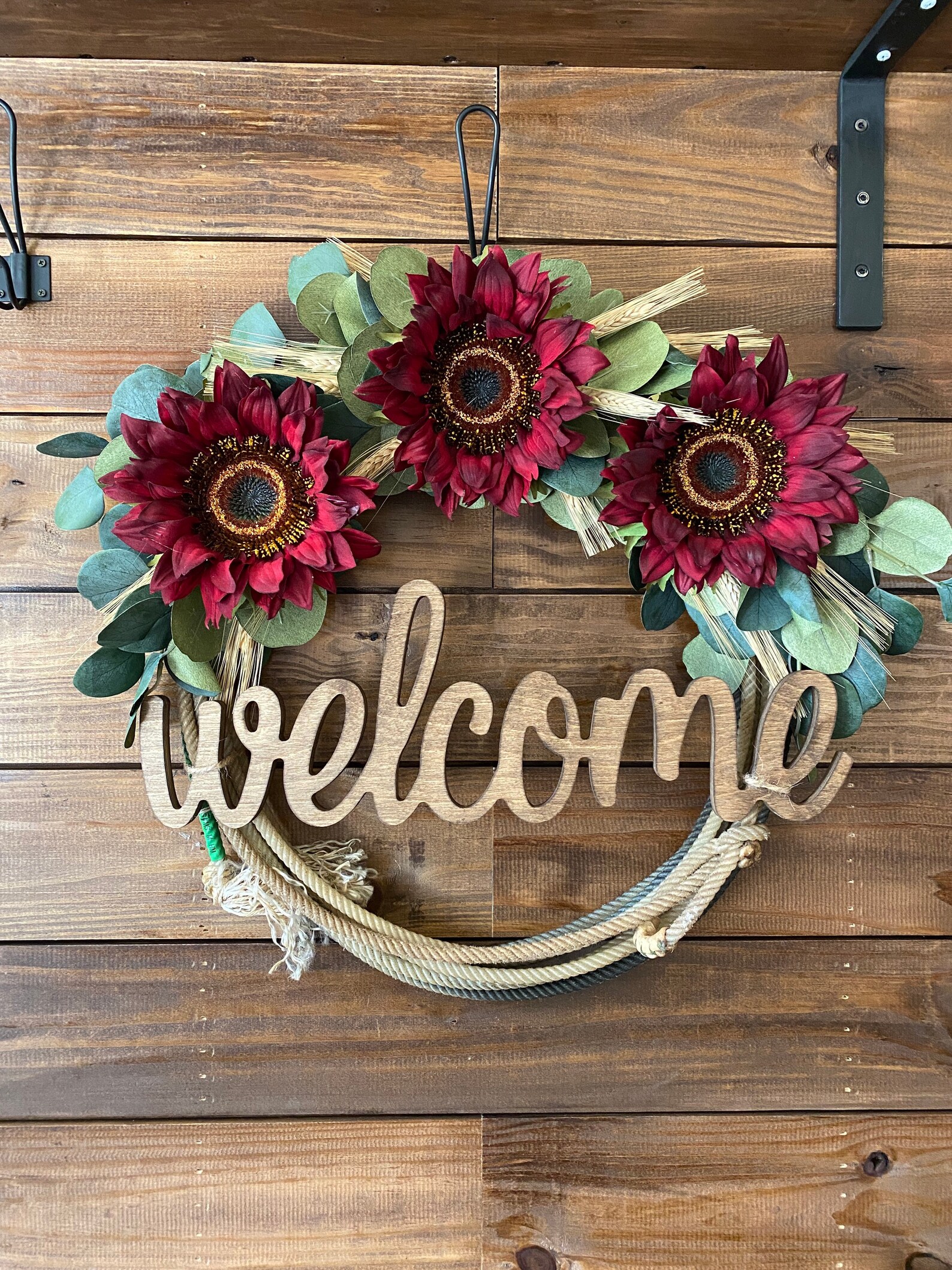 Roper Rope Wreath, Floral Rope Wreath , Western Rope Wreath, Wreath ...