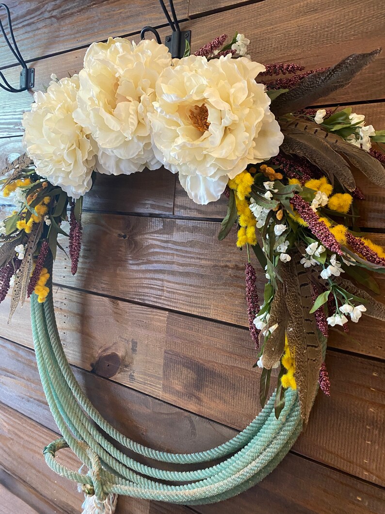 Pheasant Feather Floral Rope Wreathmultiple DESIGNS - Etsy
