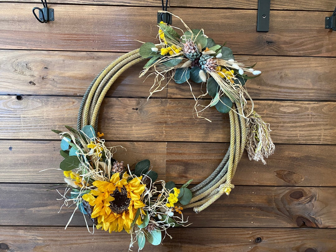 A Ropers Wife Rope Wreath **MULTIPLE DESIGNS**, Floral Rope Wreath ...