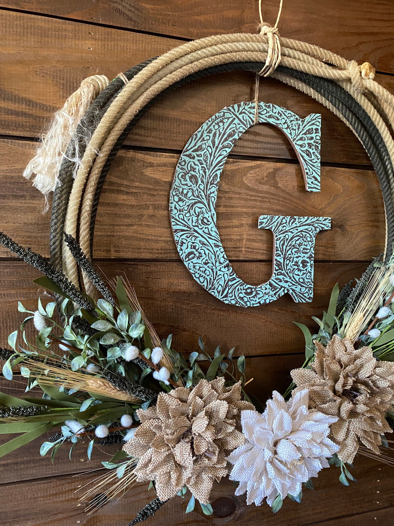 Second High Call Rope Wreath, Floral Rope Wreath , Western Rope Wreath ...