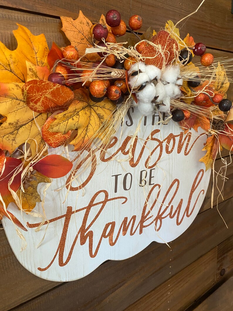 Fall Door Sign Thankful & Blessed Sign Fall Decor Door - Etsy