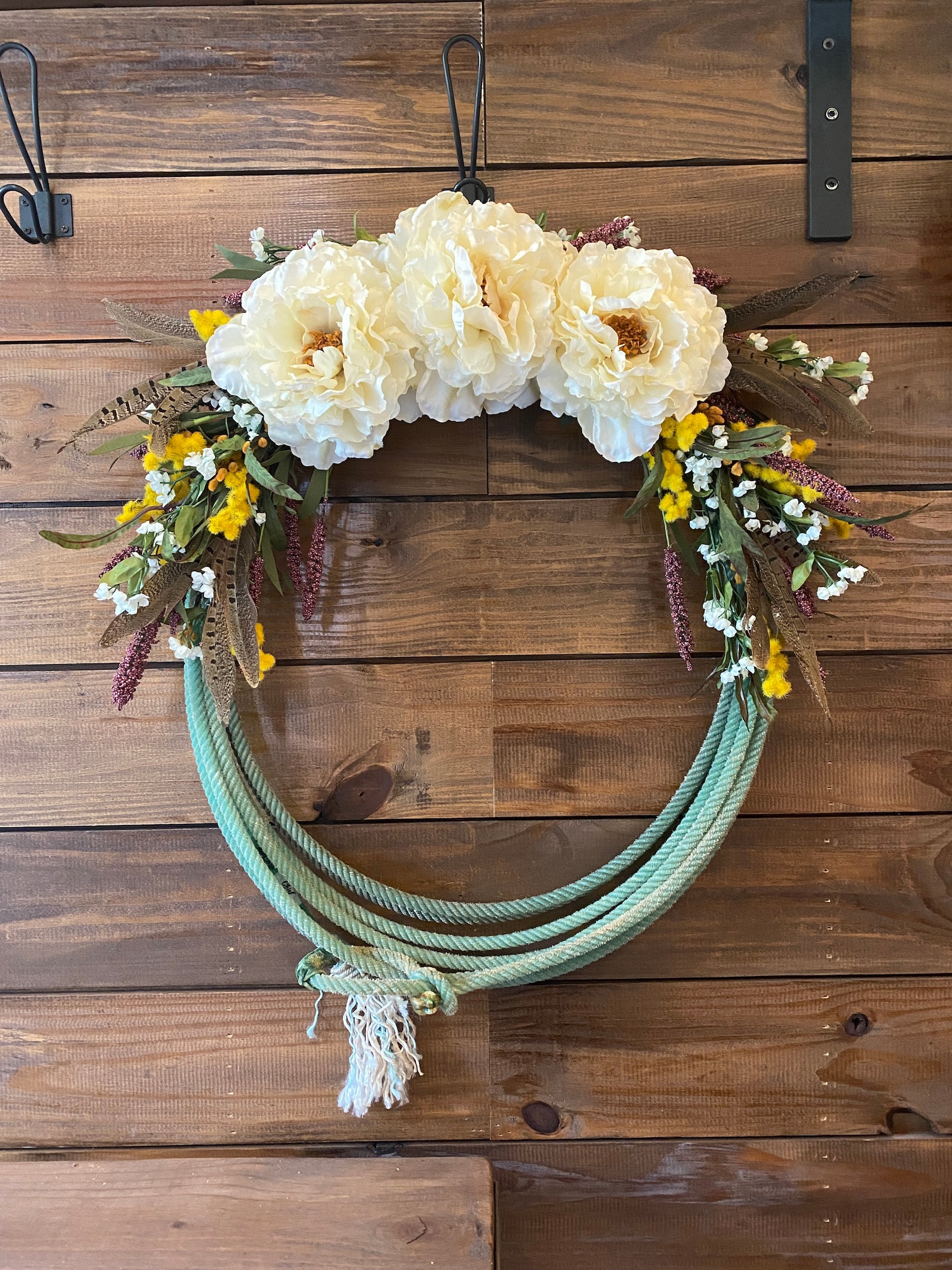Pheasant Feather Floral Rope Wreathmultiple DESIGNS - Etsy