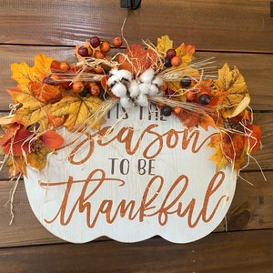 Fall Door Sign, Thankful & Blessed Sign, Fall Decor, Door Sign, Fall ...