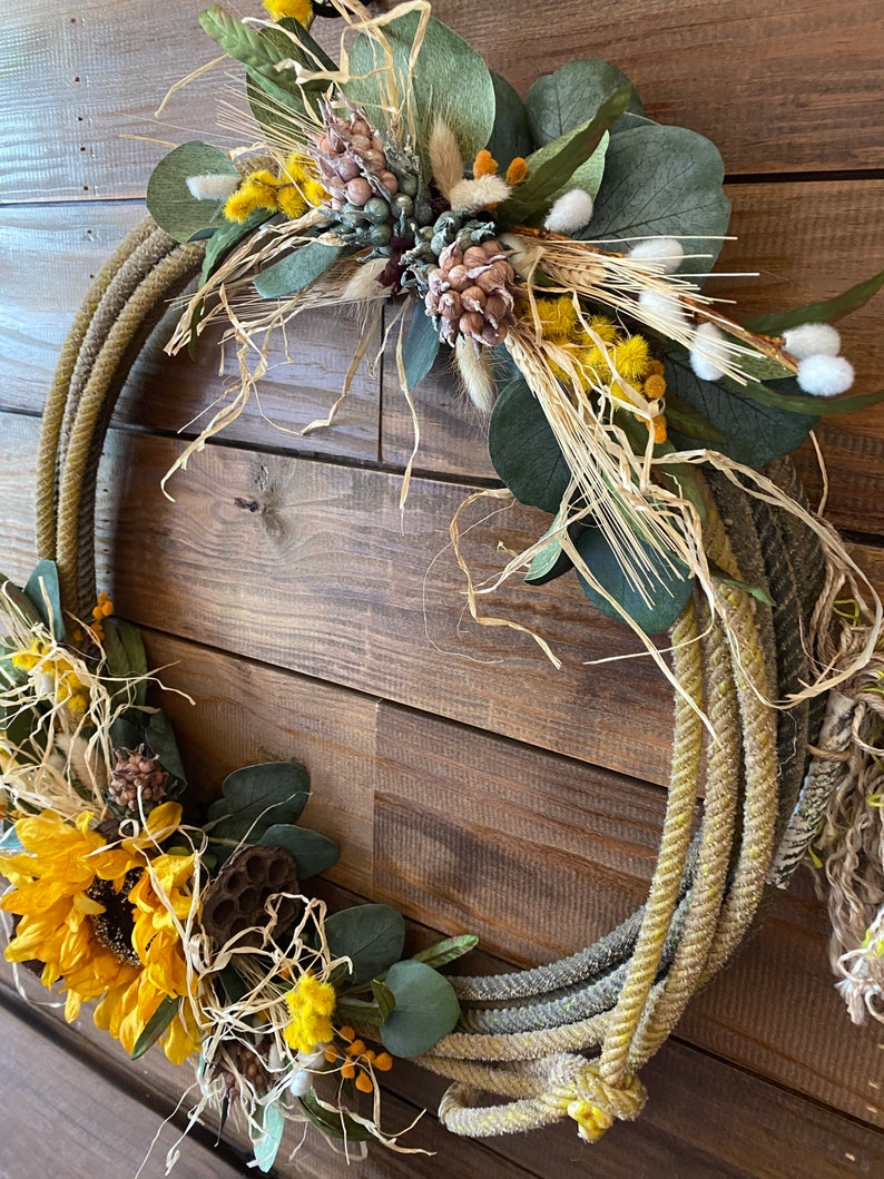 A Ropers Wife Rope Wreath, Floral Rope Wreath , Western Rope Wreath ...