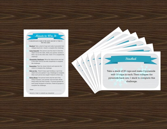 Minute to Win It Game Printable for your Holiday Party 6 | Etsy