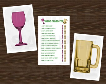 Who Said It Trivia Game Printable With Margarita and Wine Glass ...