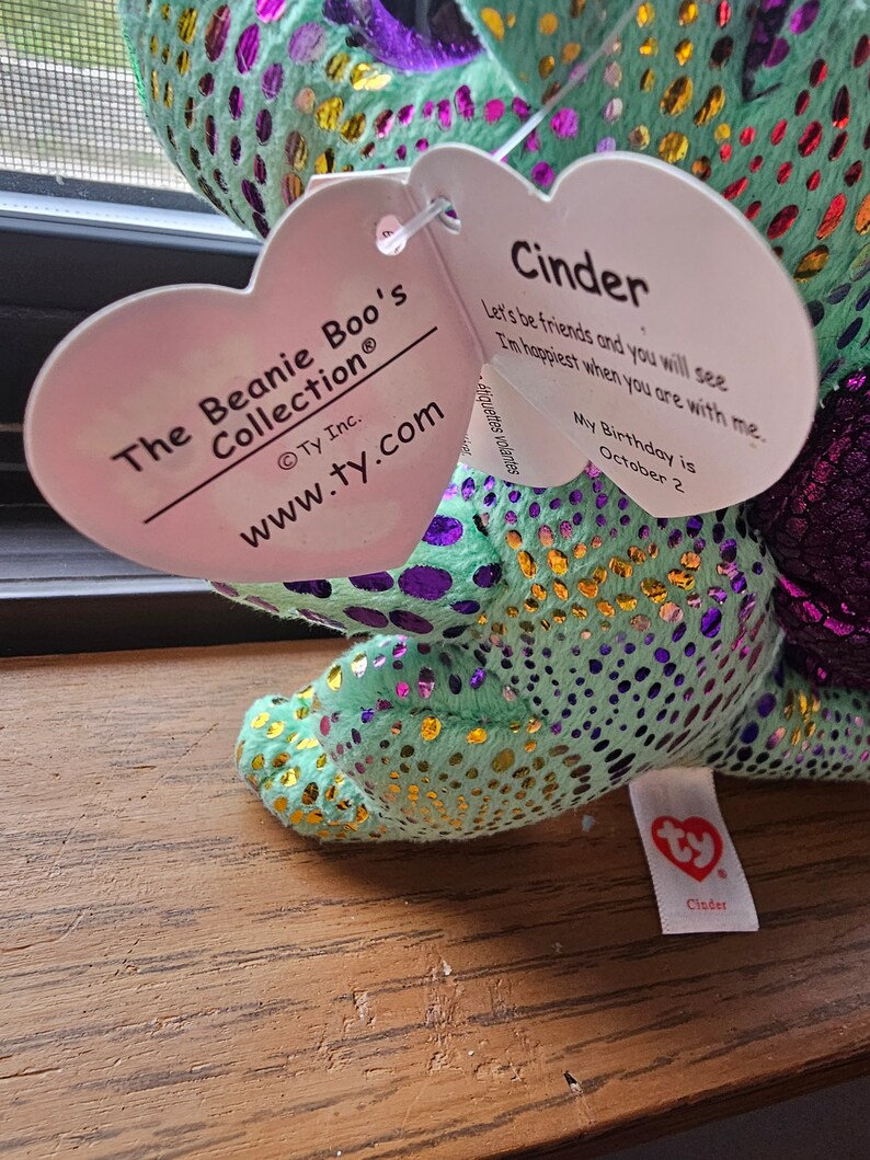 Ty Beanie Boos Cinder the Green Dragon Plush - Etsy