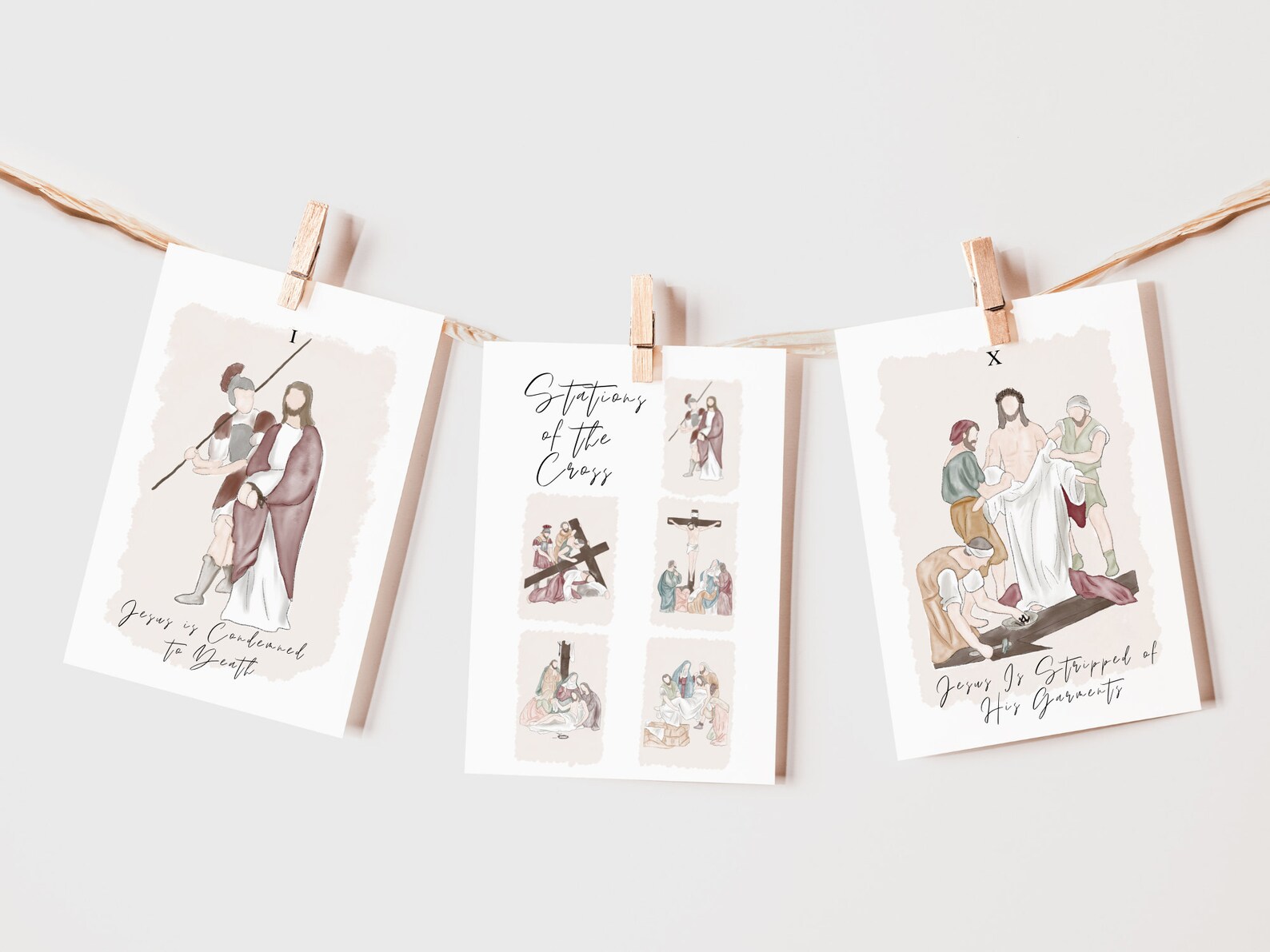 Stations of the Cross Cards 4x6 Watercolor Art Lent Easter | Etsy