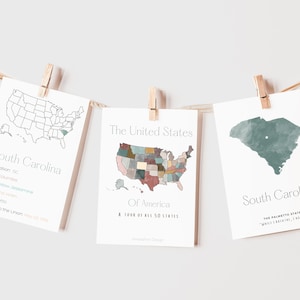 50 States Flash Cards, US Geography, Homeschool Learning - Etsy
