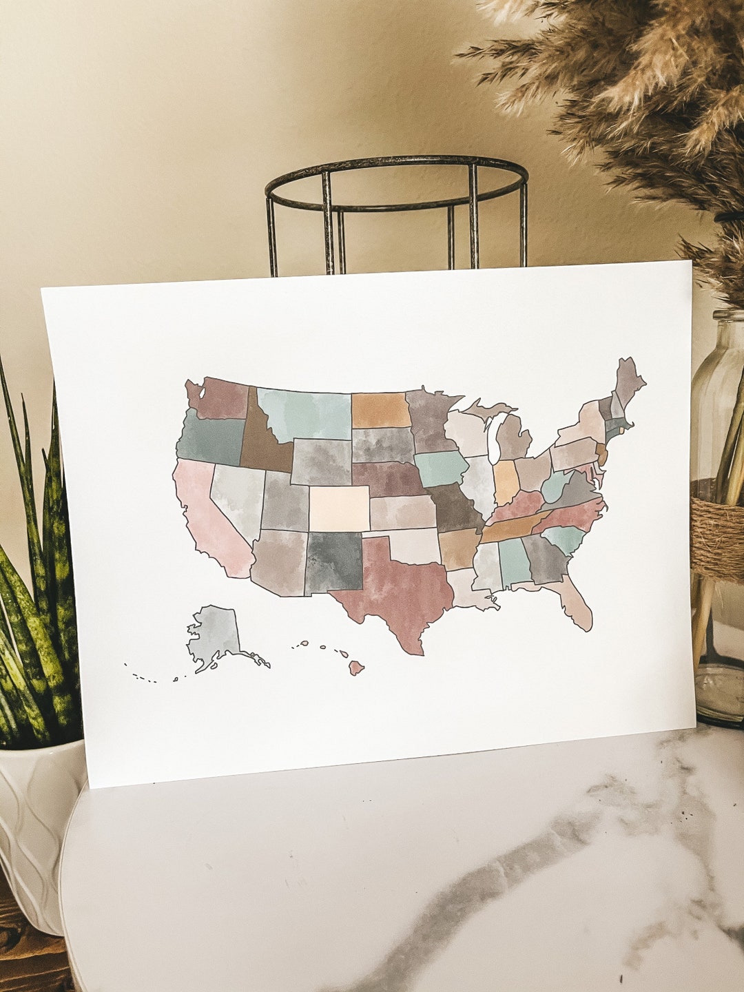 United States Map , Digital Download , Watercolor the United States of ...